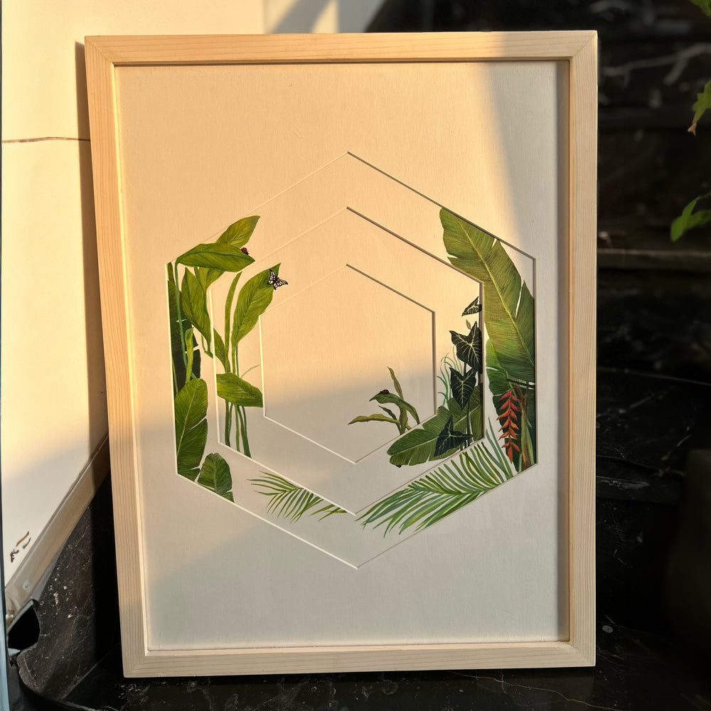 Botanical Hives 3 - Framed Painting - Acrylic on Paper - Part 3 of Set ...